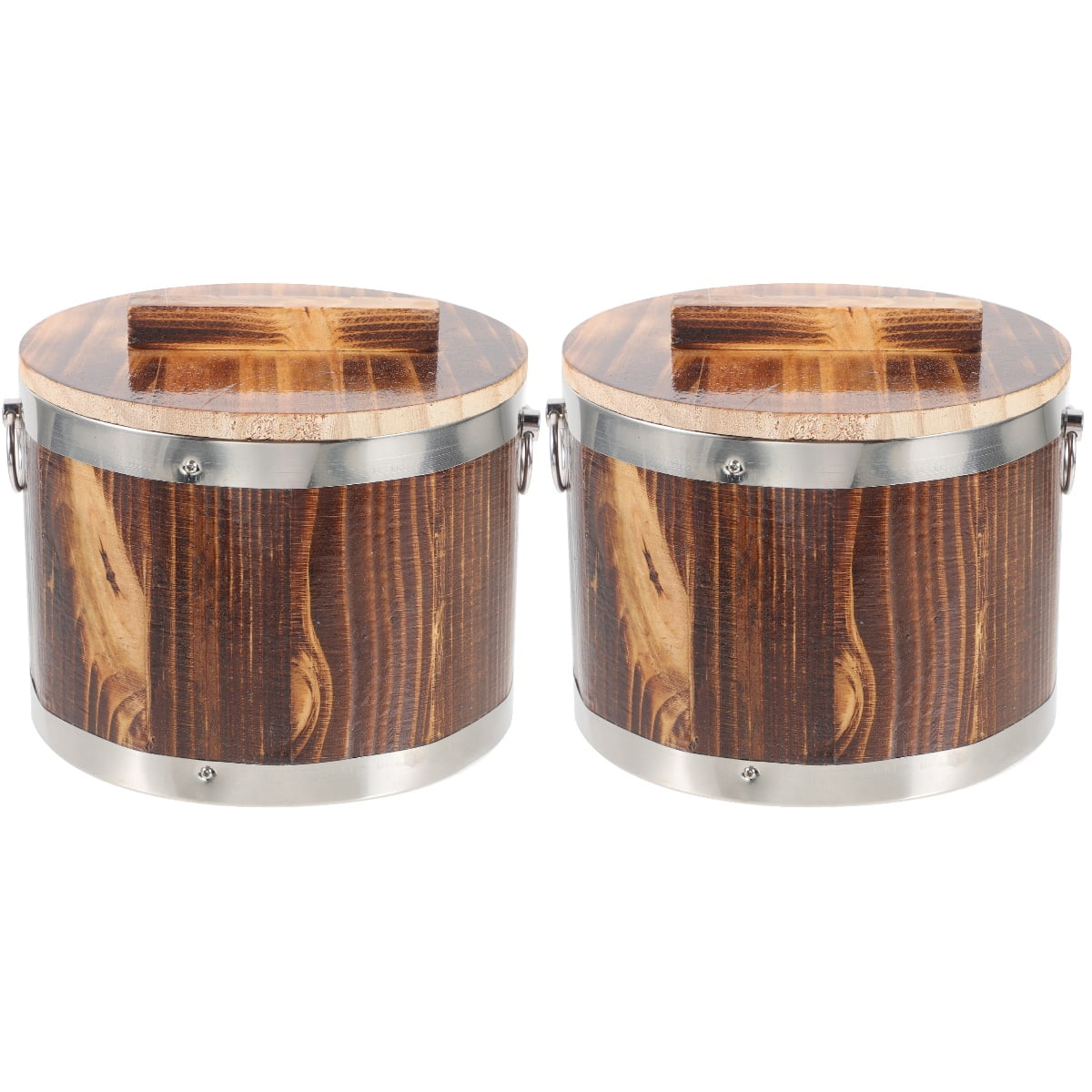 HOMEMAXS 2pcs Wooden Bucket Sushi Rice Container Cooked Rice Bucket ...