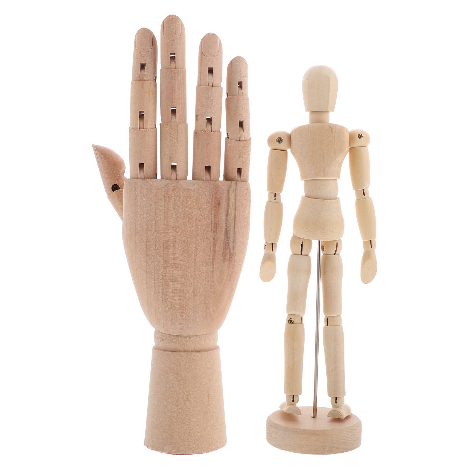 HOMEMAXS 2pcs Wooden Mannequin Figures And Right Hand Model For Drawing ...