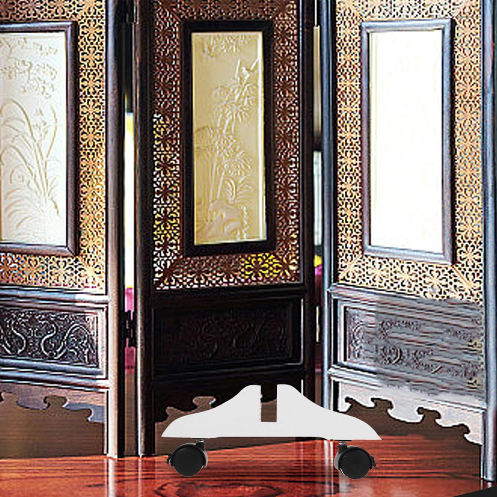 HOMEMAXS 2pcs Wooden Room Divider Base With Movable Wheels Screen ...