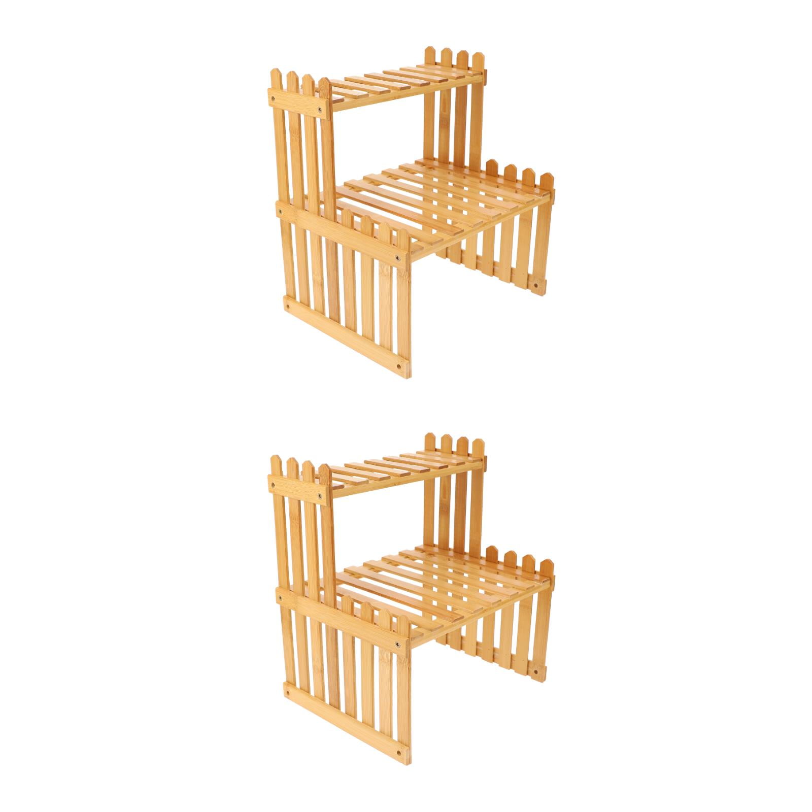 HOMEMAXS 2pcs Wooden Stands Flowerpot Rack: Potted Flower Holder Shelf ...