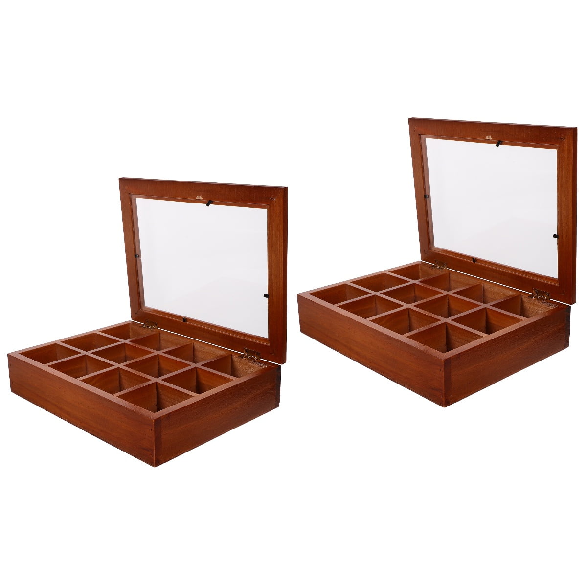 HOMEMAXS 2pcs Wooden Tea Bag Holder Clear Lid Sugar Packets Spice ...