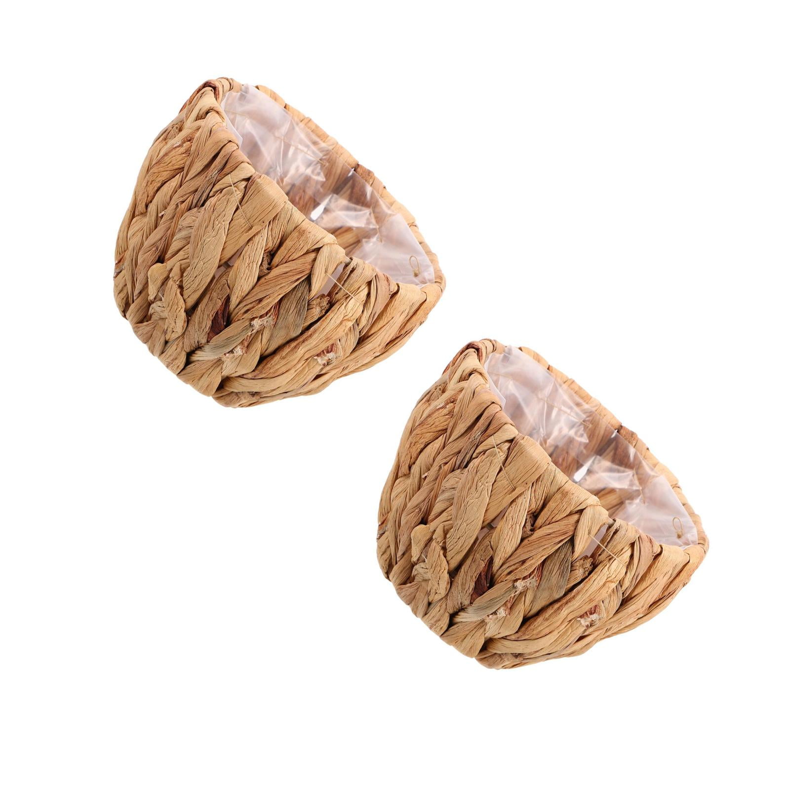 HOMEMAXS 2pcs Woven Planter Basket Rustic Straw Flower Pot Flower ...
