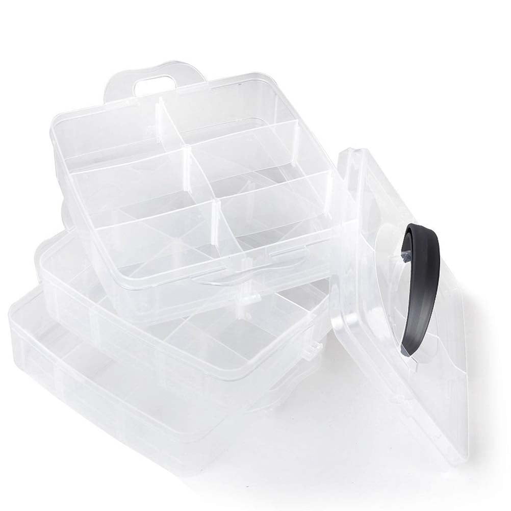 3 -Layer Accessory Clear Bins Three Storage Box Removable Dividers ...