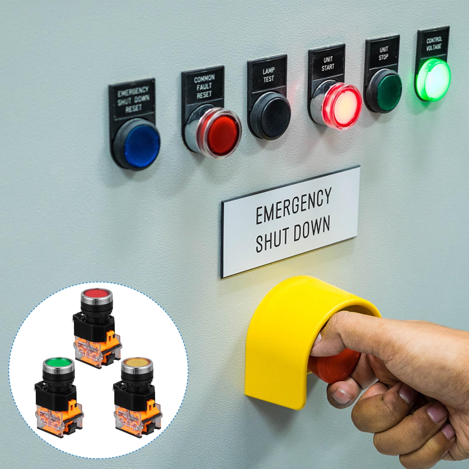 HOMEMAXS 3 Pack Assorted Color Plastic Momentary Push Button Switch for Circuit Use Easy Install ...