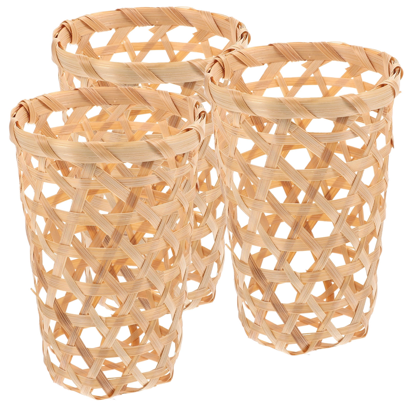 HOMEMAXS 3 Pcs Little Basket with Handle Bamboo Load-bearing Clear ...