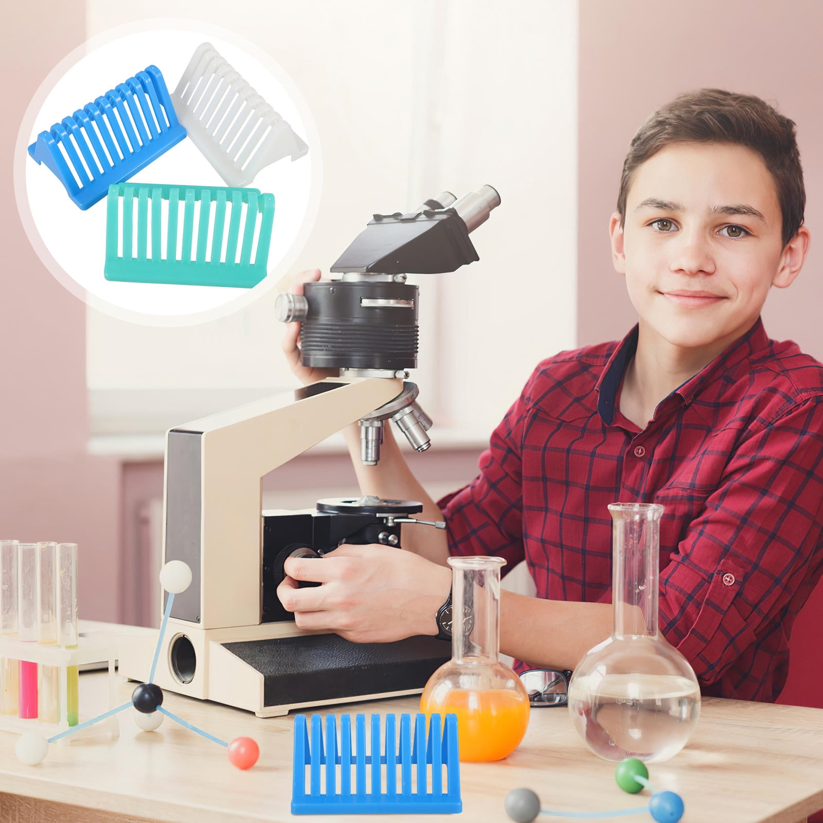 HOMEMAXS 3 Pcs Microscope Slides Rack Staining for Laboratory Drying ...