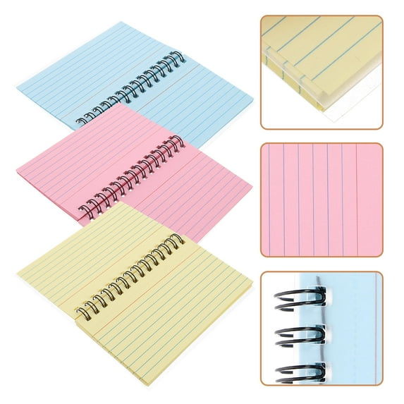 HOMEMAXS 3 Pcs Ruled Dotted Index Cards Color Note Pad Small Notebooks ...