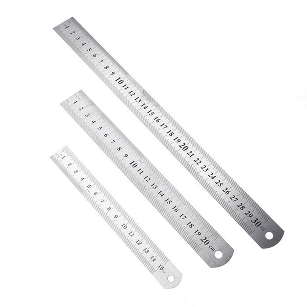 HOMEMAXS 3 Pcs Steel Metric Ruler Graduated Steel Ruler Easy to Store ...