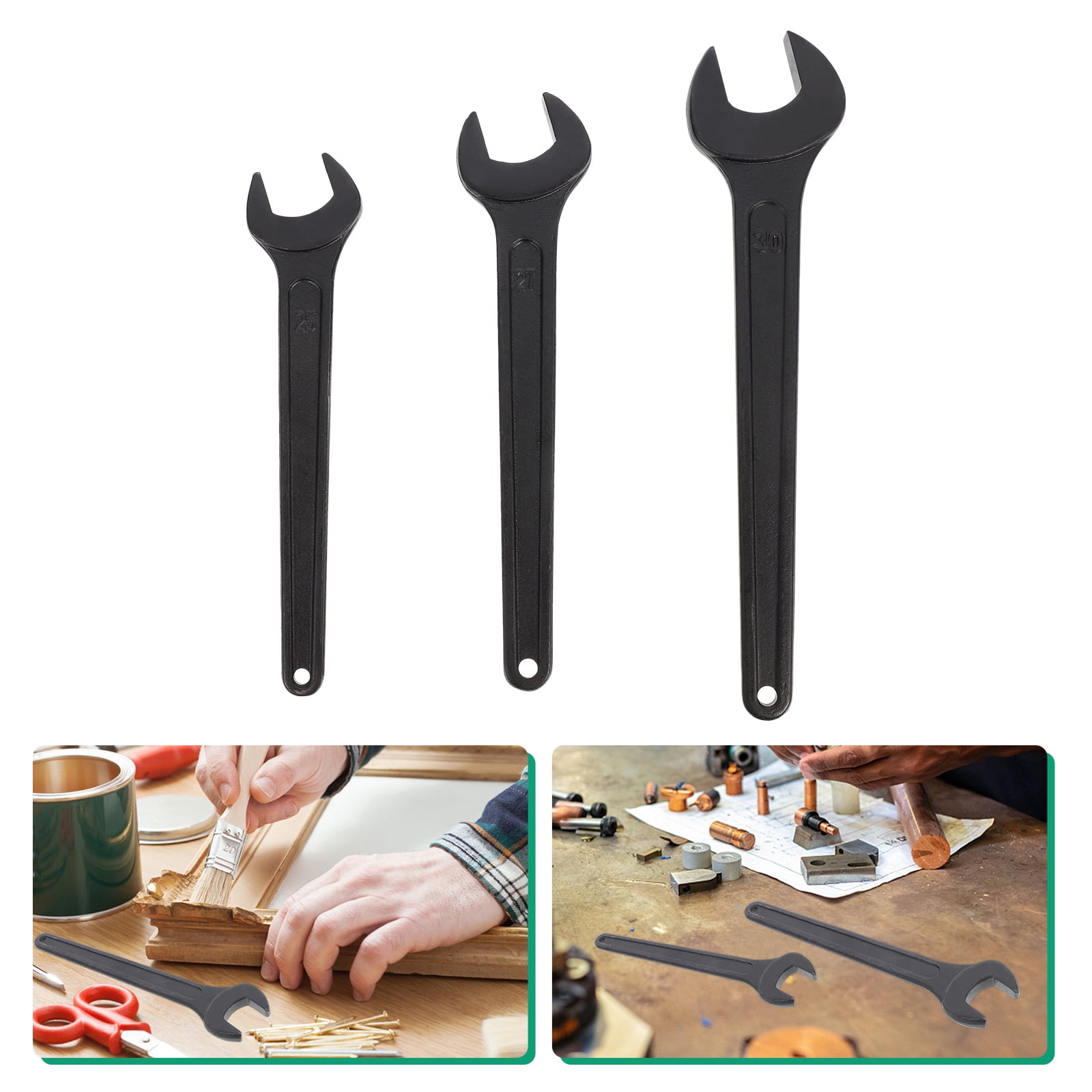 3 Pcs Wrenches Hand Tools Open End Spanners Adjustable Single Black ...