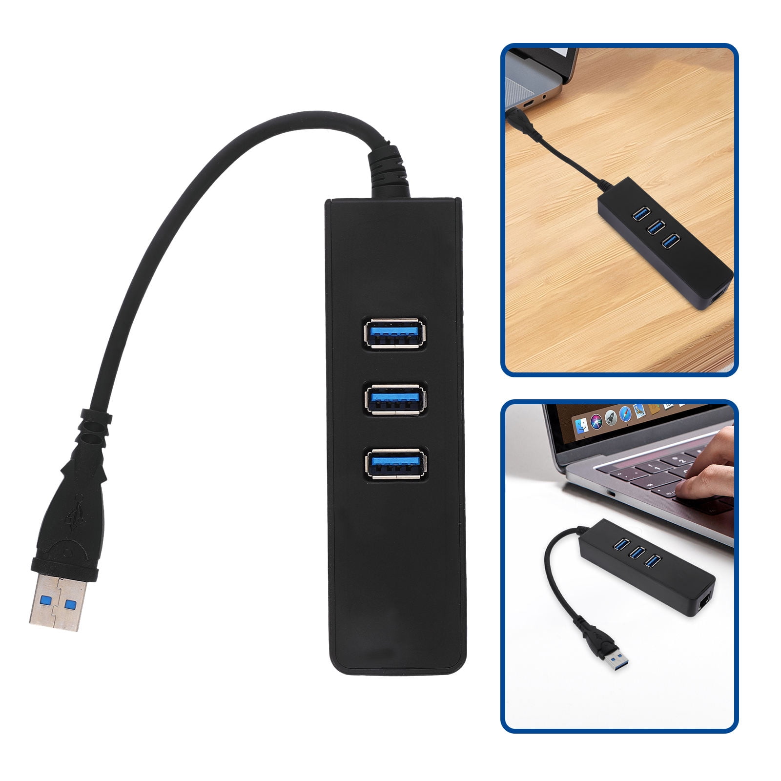 3-Ports to USB 3.0 Portable Data Hub with 1000 Mbps Ethernet Adapter ...