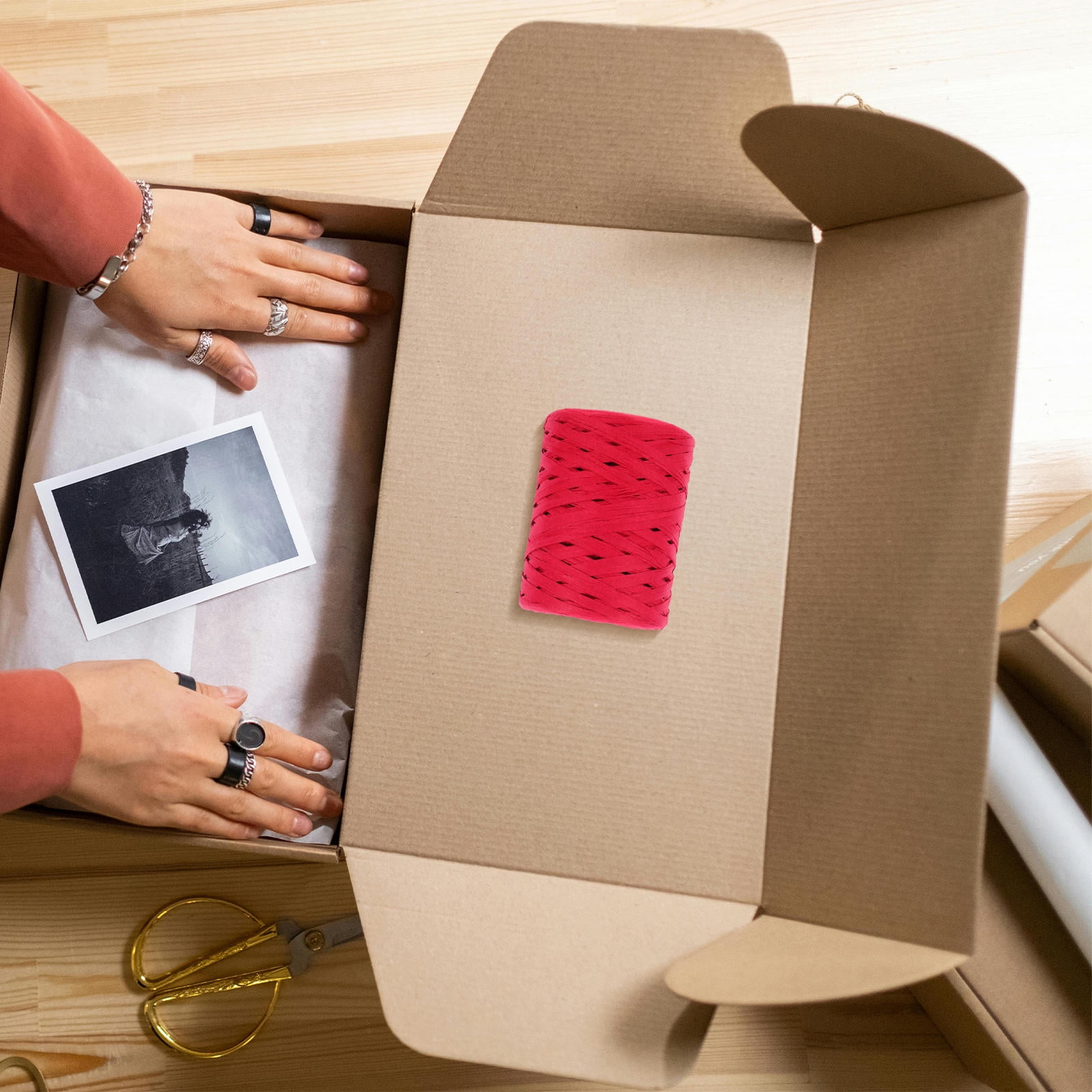 HOMEMAXS 3 Rolls Rustic Ribbon Twine Ribbon Raffia Paper Ribbon Gift ...