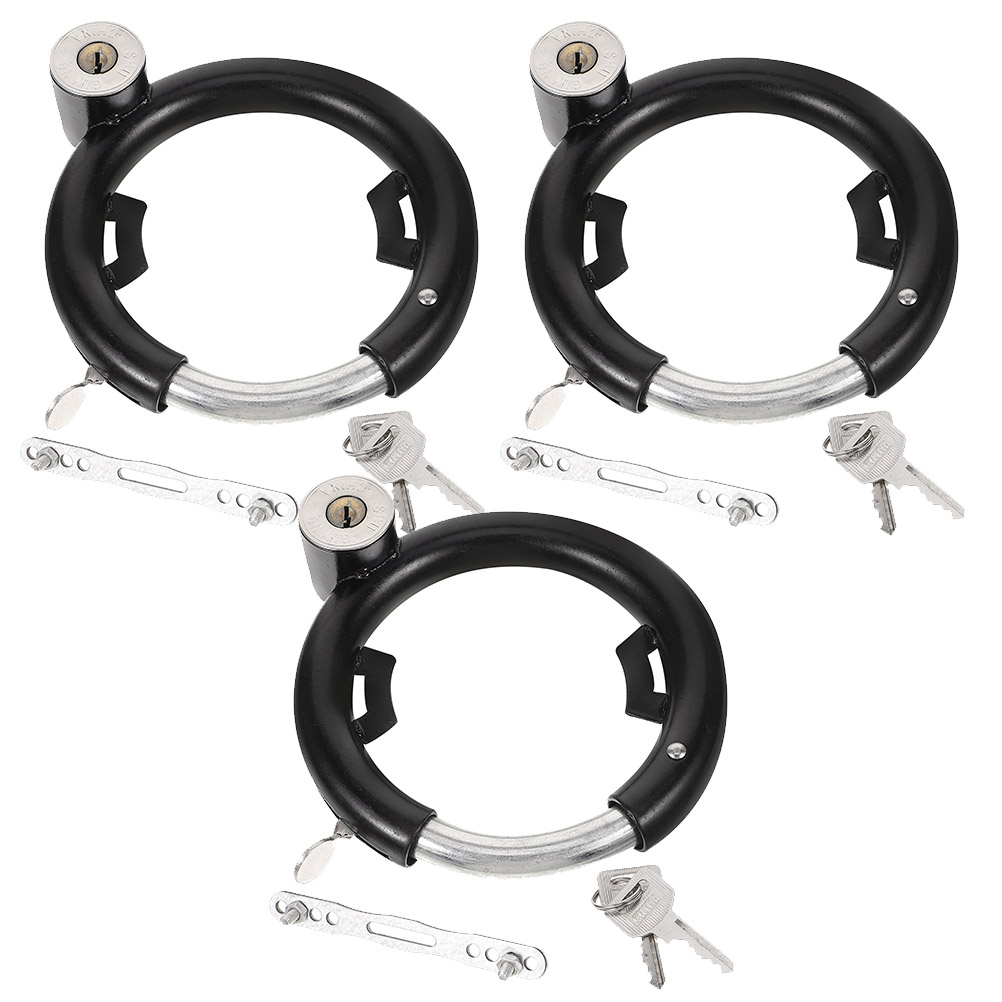 HOMEMAXS 3 Sets Metal Bike Lock Steel Motorcycle Lock Round Shaped Lock ...