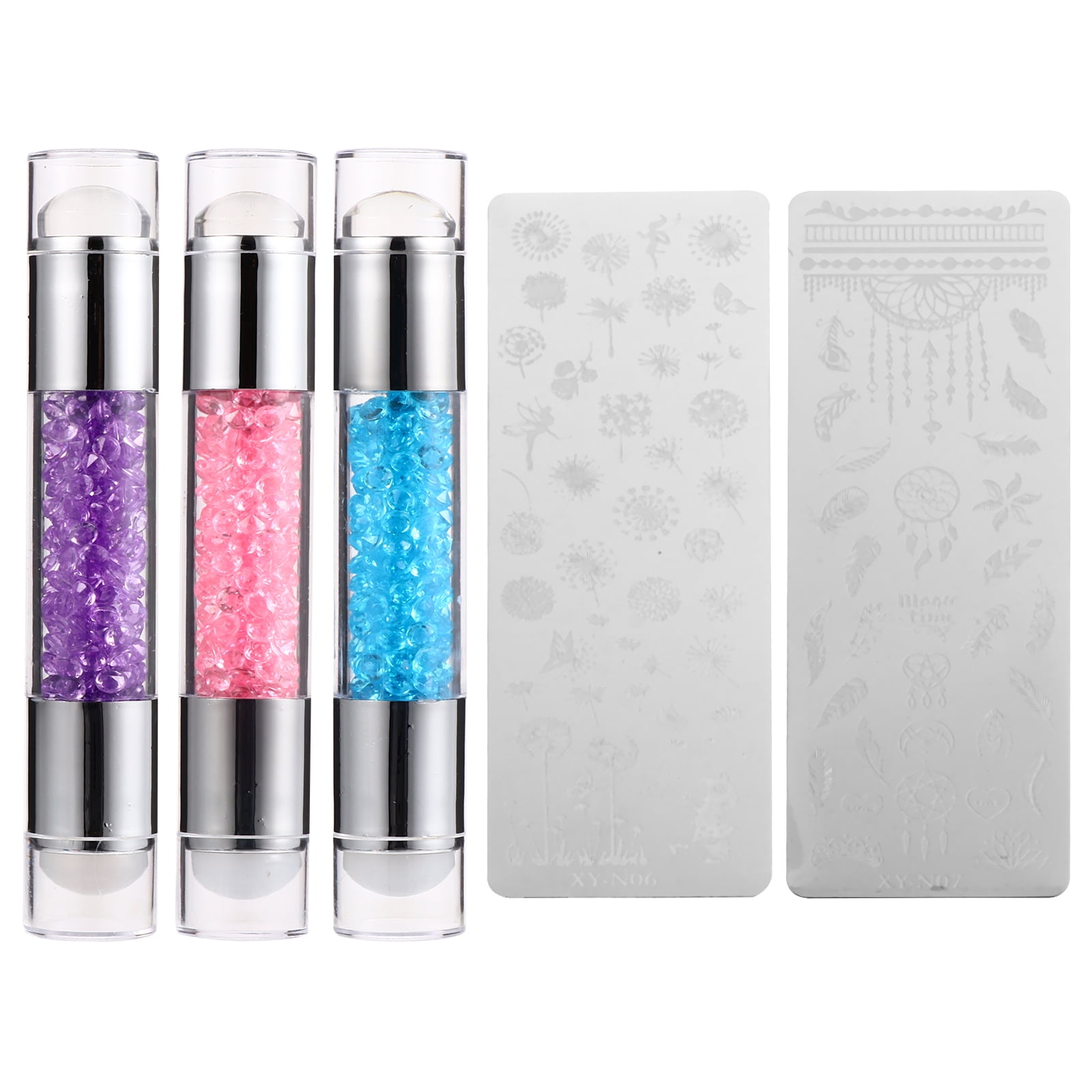 HOMEMAXS 3 Sets Nail Kit Double-headed Silicone Stamp Double-end ...