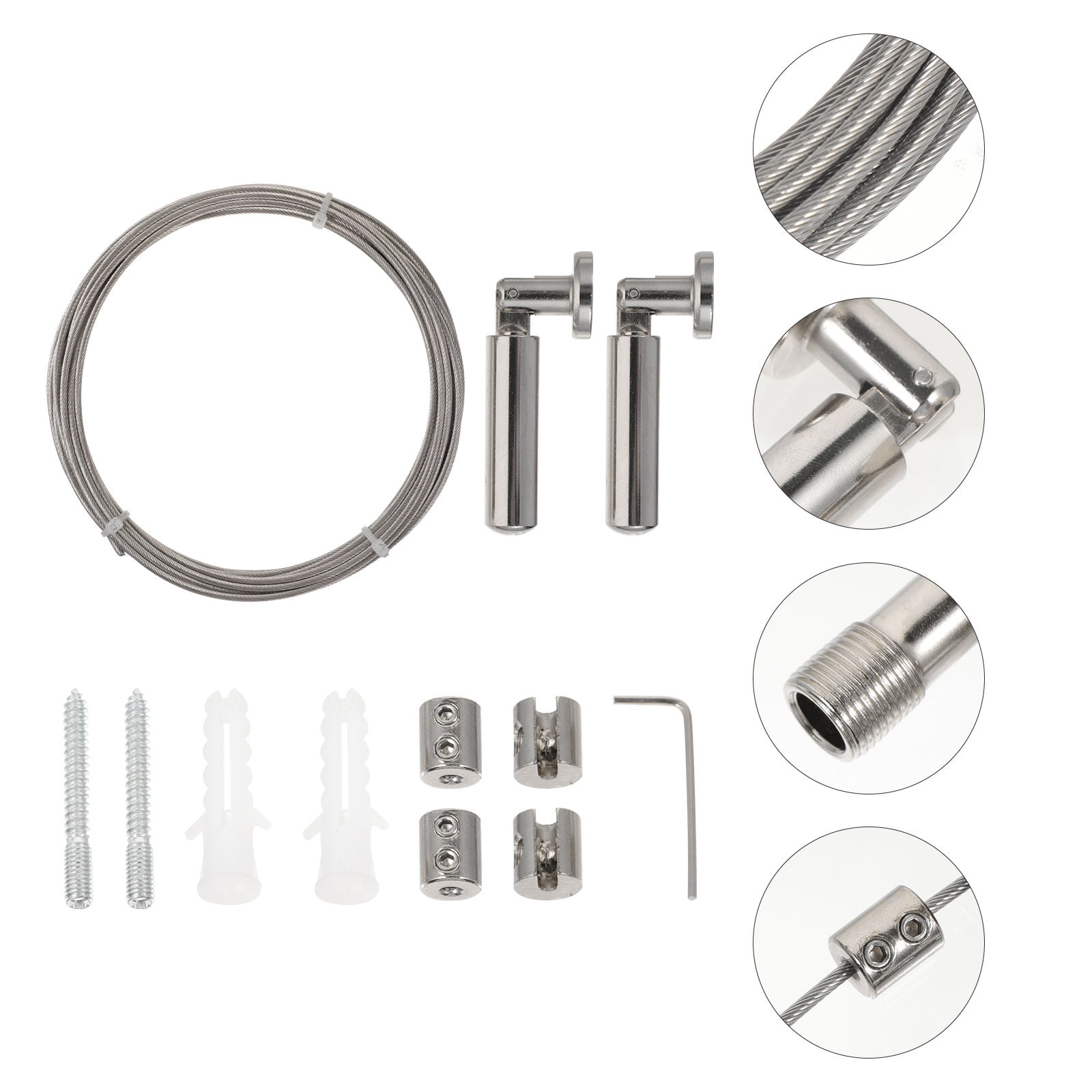 HOMEMAXS 3 Sets Tension Wire Curtain Rod Stainless Steel Clothesline ...