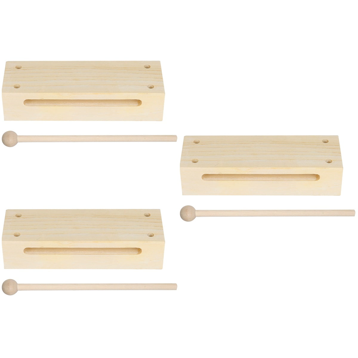 HOMEMAXS 3 Sets Wood Block Musical Instrument with Mallet Kids Solid ...