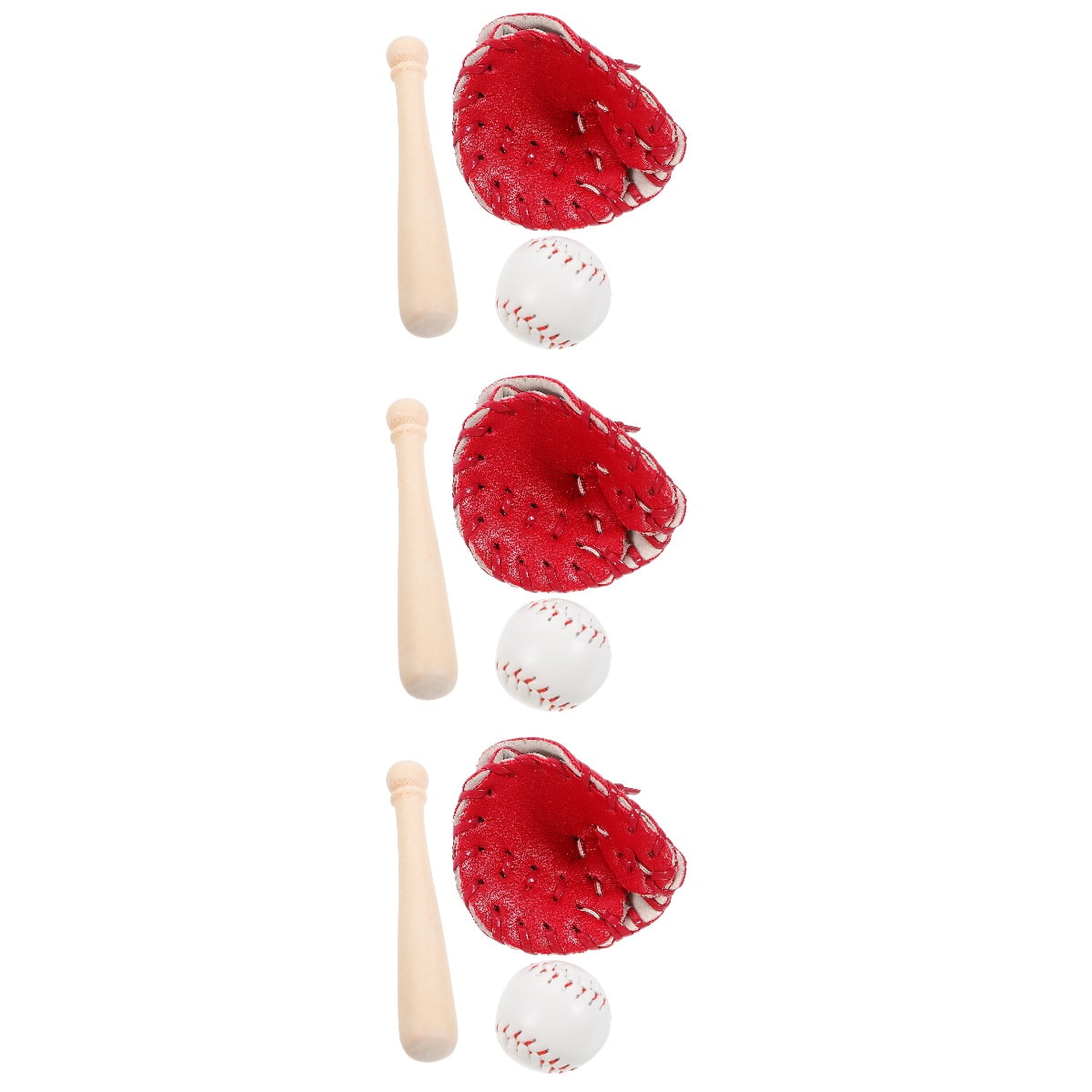 HOMEMAXS 3 Sets of Plastic Miniature Baseball Bat Glove Ball Kit Dolls ...