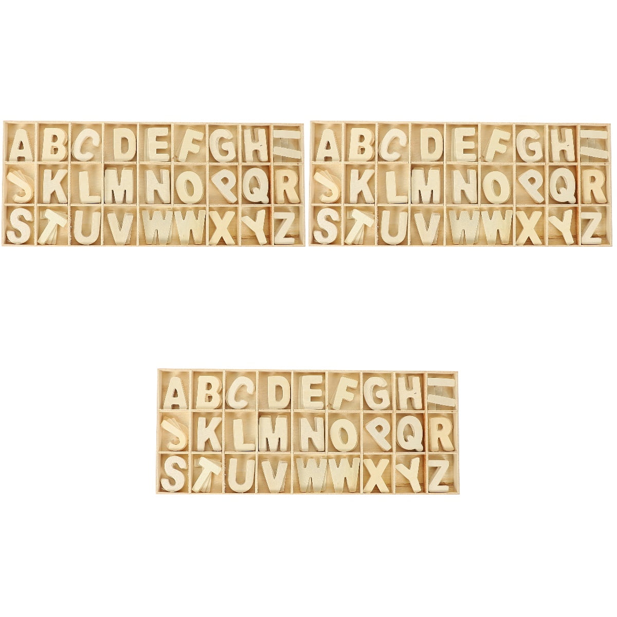 3 Sets of Wooden English Letters DIY Early Education Letters Wood Chips ...