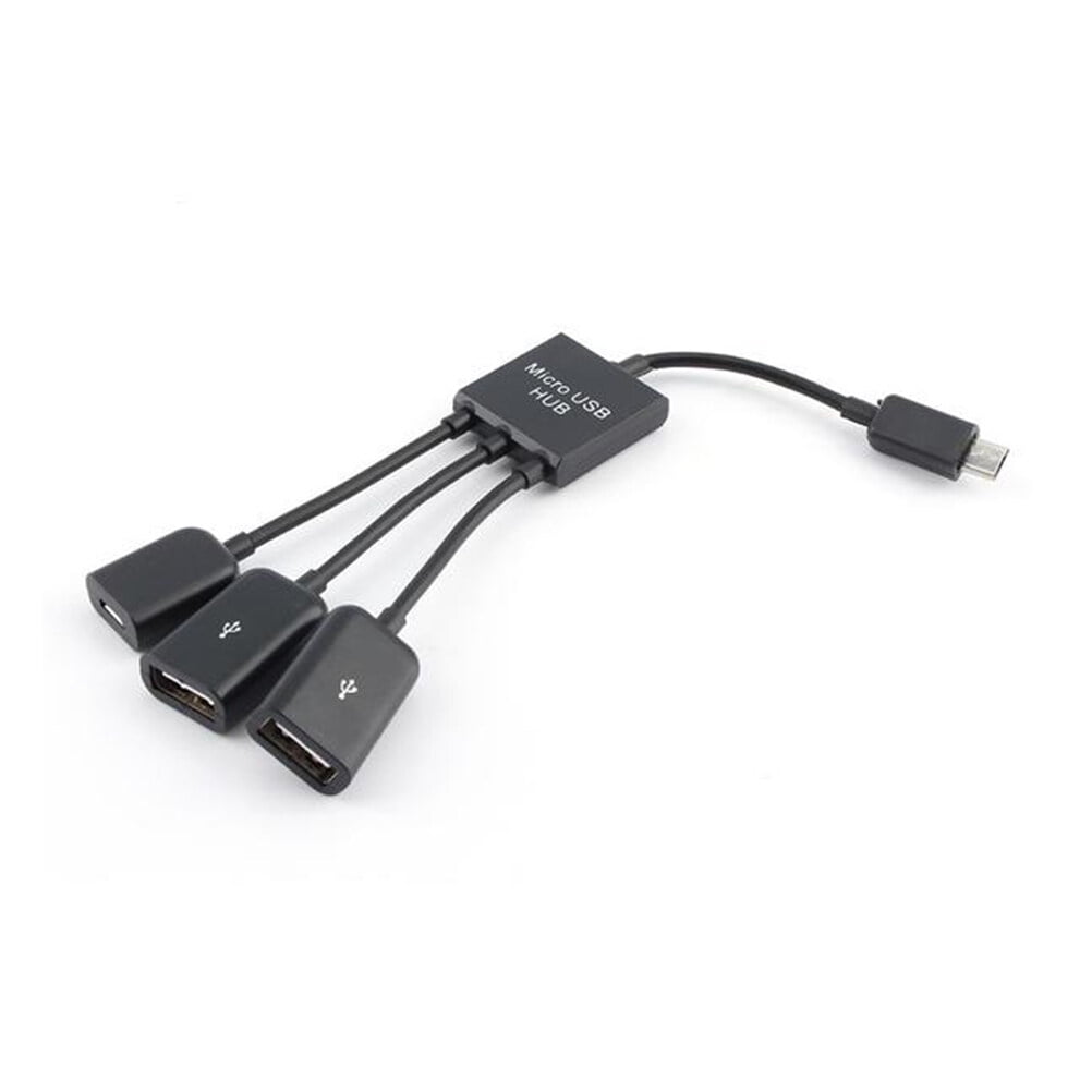 HOMEMAXS 3 in Male to Female Adapter Micro USB Cable Hub Laptop Black ...