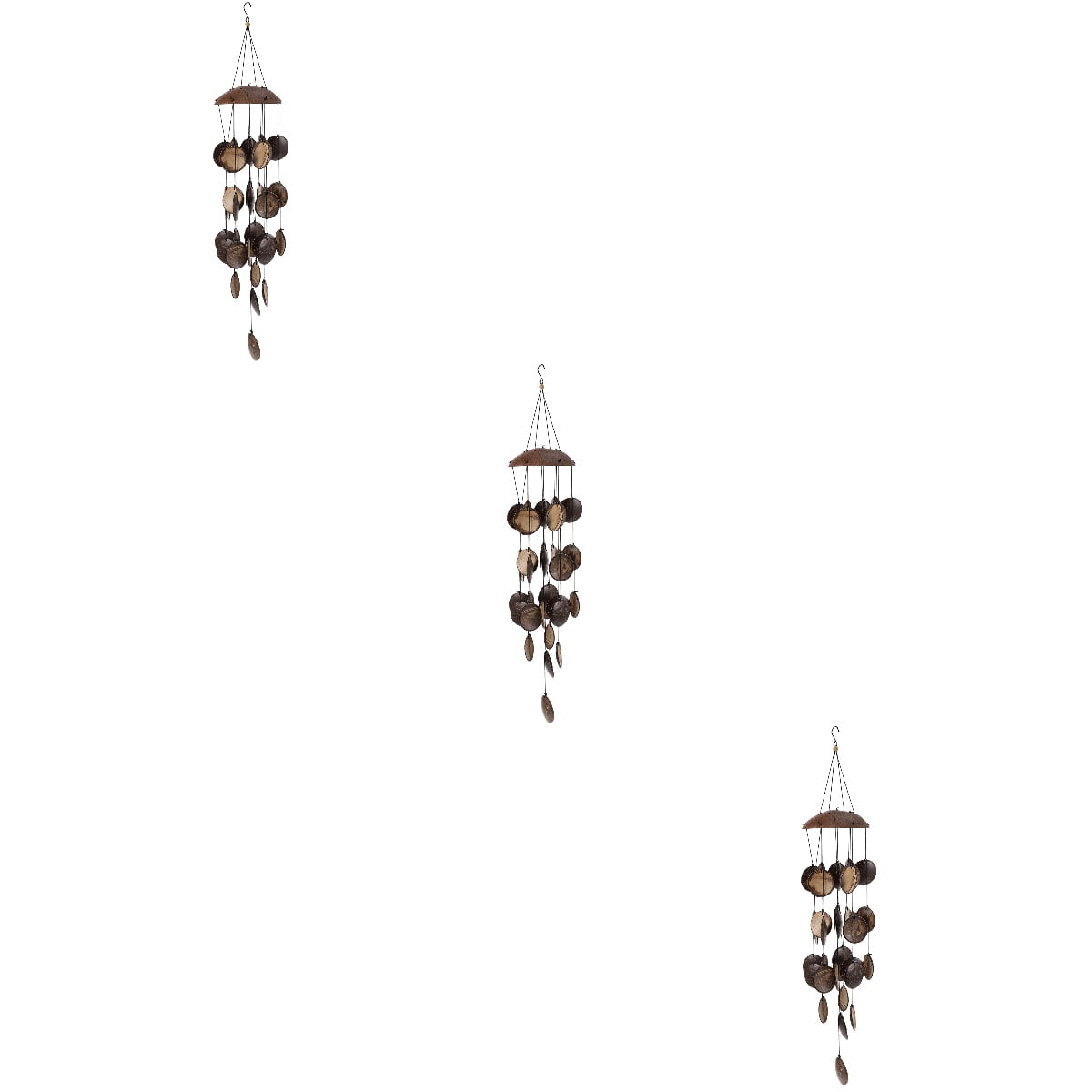 HOMEMAXS 3 pcs Light Brown Wind Chime Chic Coconut Shell Wind Bells ...
