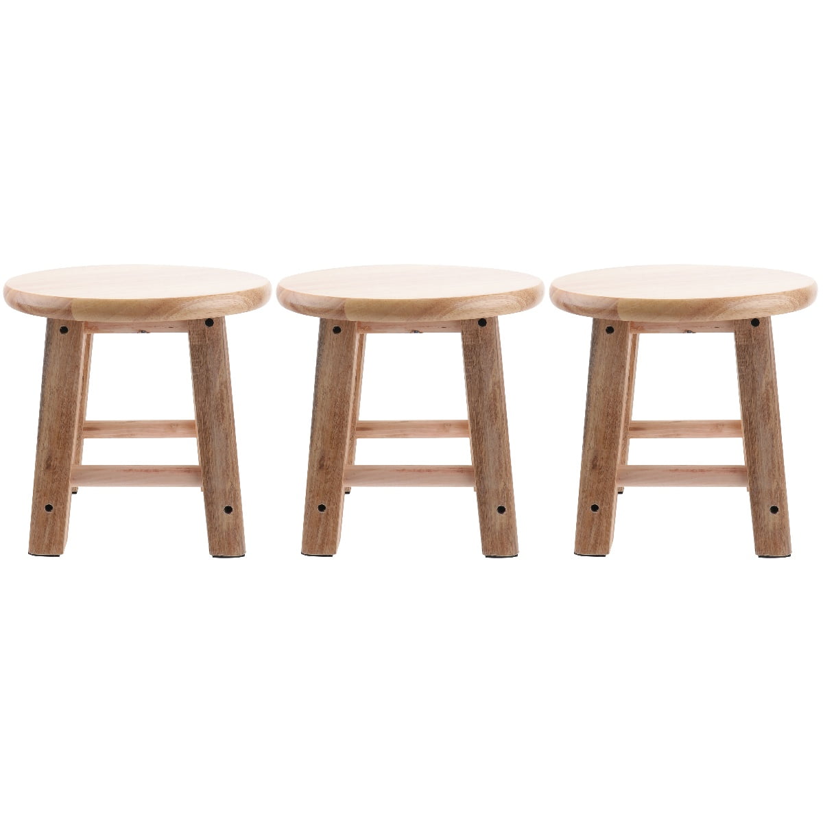 HOMEMAXS 3 pcs Modern Round Wood Low Stool Creative Anti-slip Wood ...