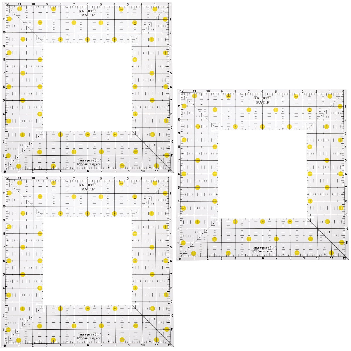 HOMEMAXS 3 pcs Plastic Quilting Ruler Multifunctional Patchwork Ruler ...