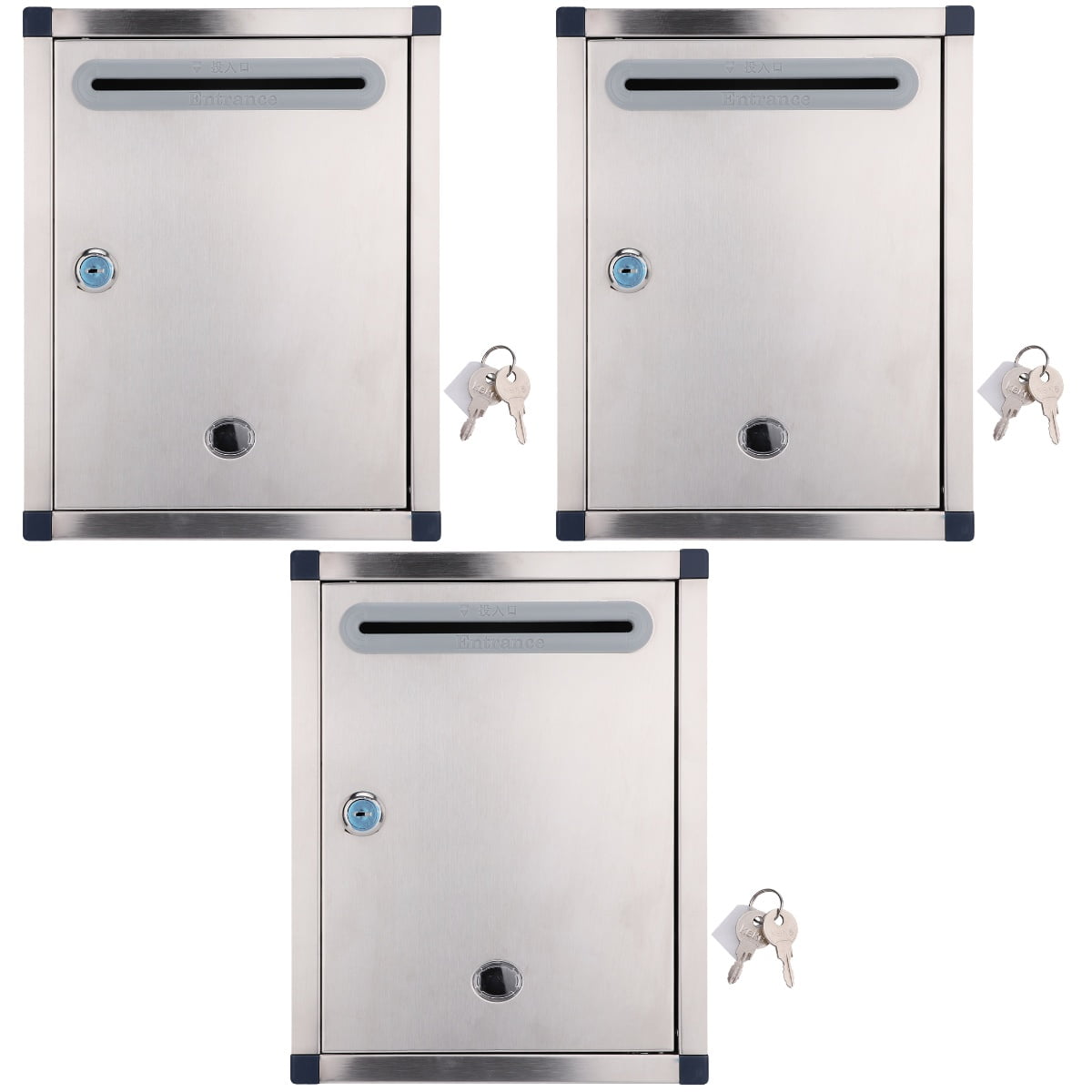 3 pcs Rust-proof Letter Box Creative Letter Box Stainless Steel Mailbox ...