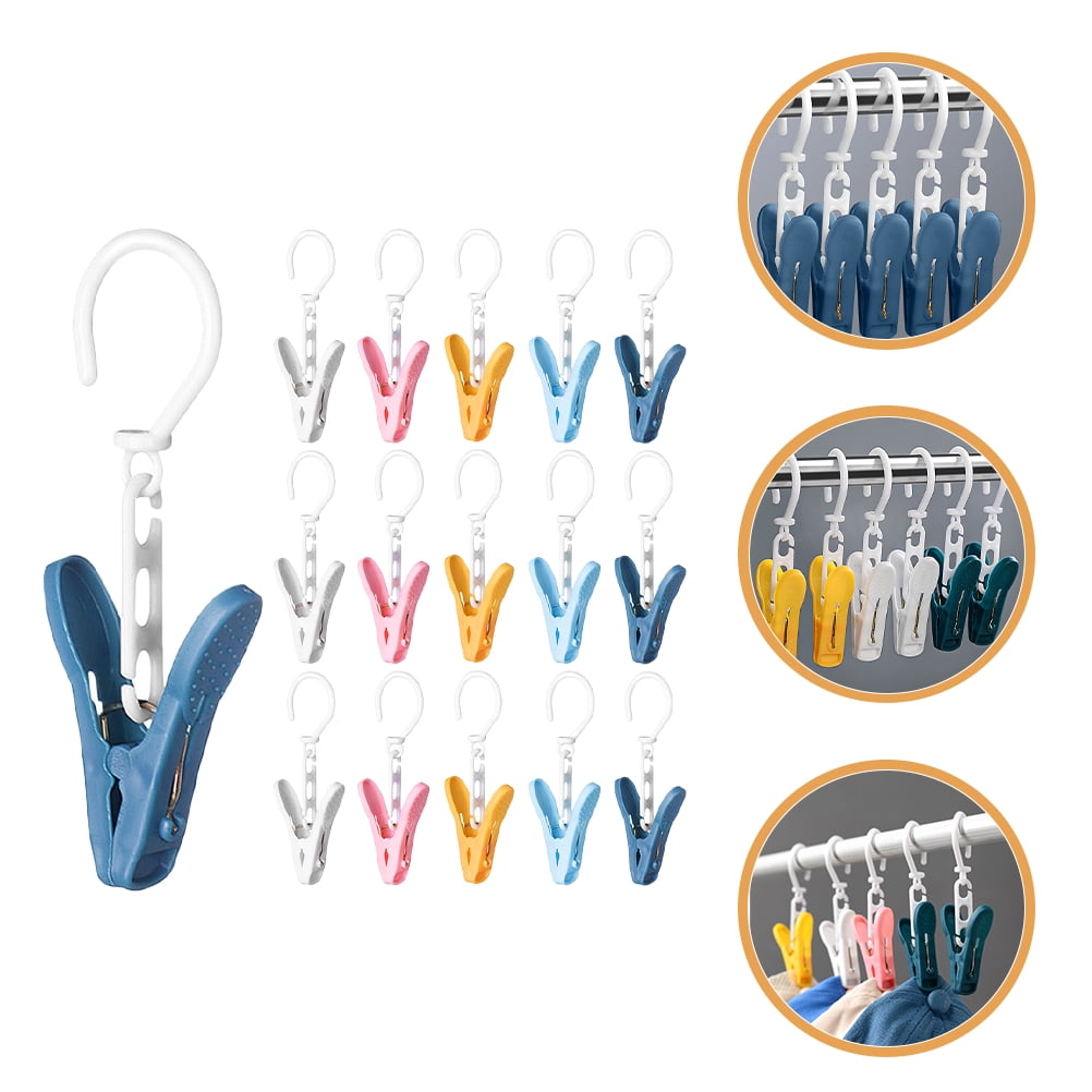 HOMEMAXS 30 PCS Hanger with Clips Laundry Hanging Hooks Indoor Hangers ...