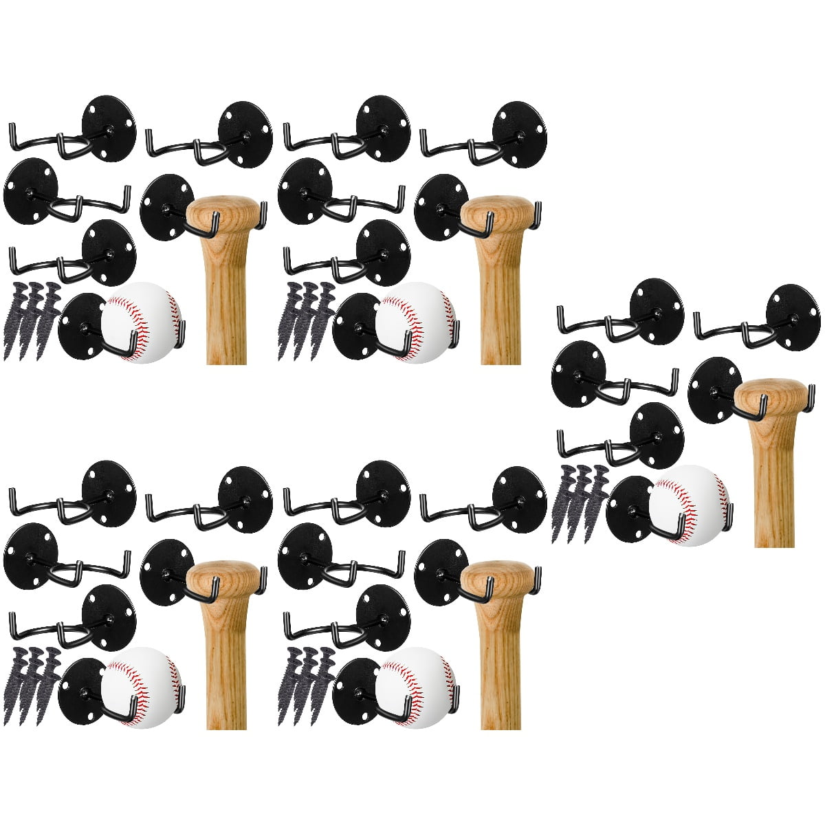 HOMEMAXS 30 Pcs Baseball Bat Holders Multipurpose Sturdy Bat Racks Wall ...