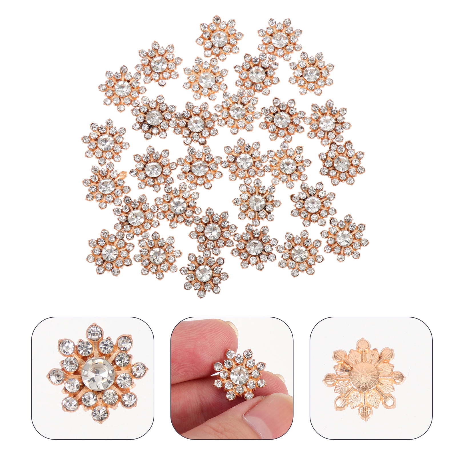 HOMEMAXS 30 Pcs Clothing Decor Snowflake Glitter Rhinestone Buttons ...