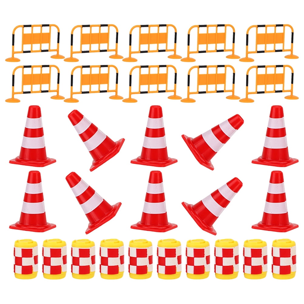 HOMEMAXS 30 Pcs Traffic Sign Teaching Aids Miniature Barricade Street ...