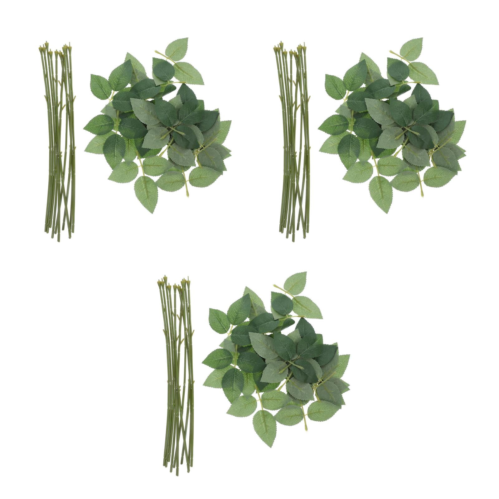 HOMEMAXS 30 pcs Floral Stem Wire with Leaves Craft Flower Wire DIY ...