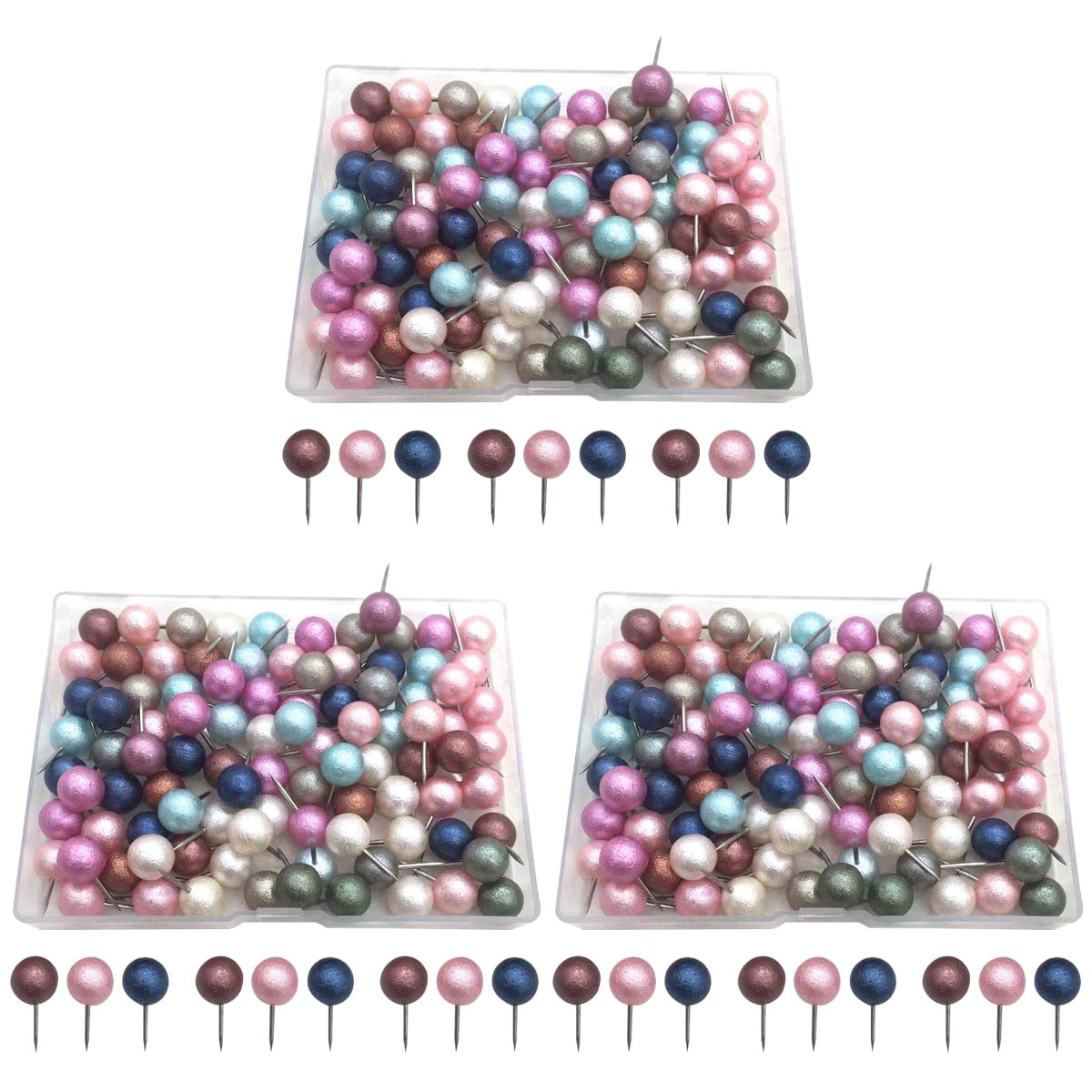 300 Pcs Thumb Tacks Ball Shaped Head Push Pin Portable Map Thumbtacks ...