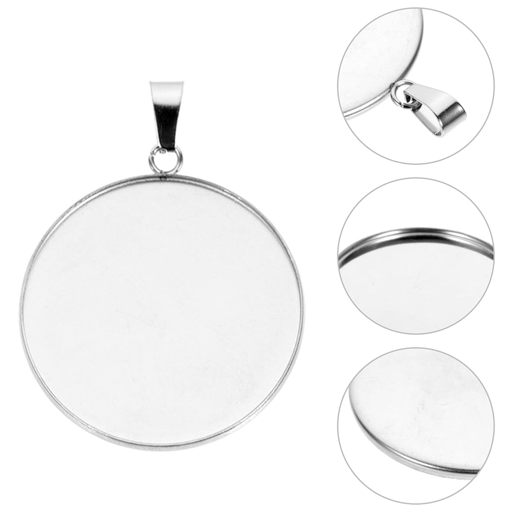 HOMEMAXS 30pcs Stainless Steel Round Bezel Pendant Trays Cabochon ...
