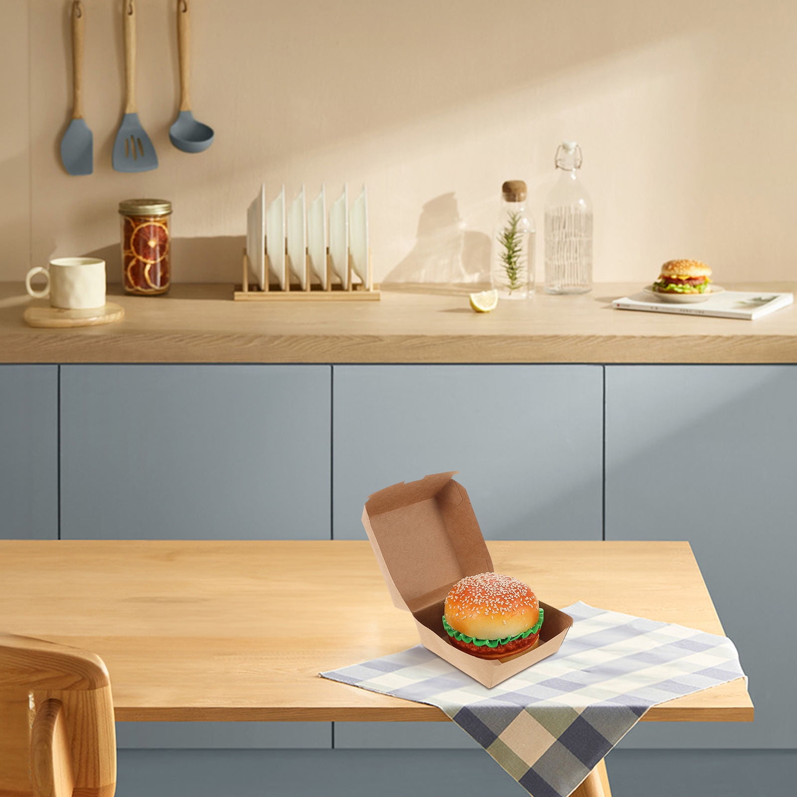 HOMEMAXS 30pcs Take Out Food Storage Container Burger Box Kraft Paper ...