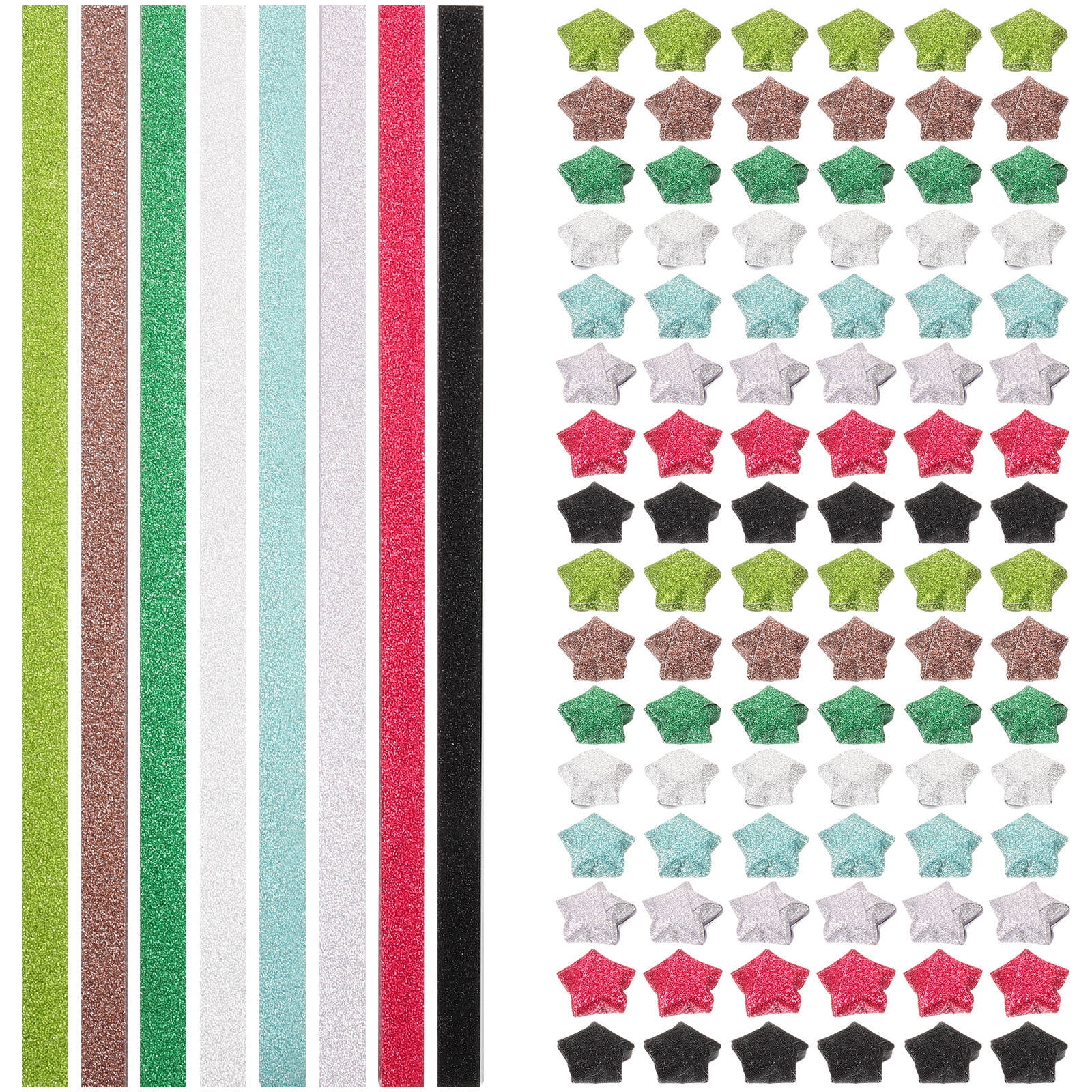 HOMEMAXS 320 Pcs Rainbow Star Origami Colorful Paper Glitter - Walmart.com