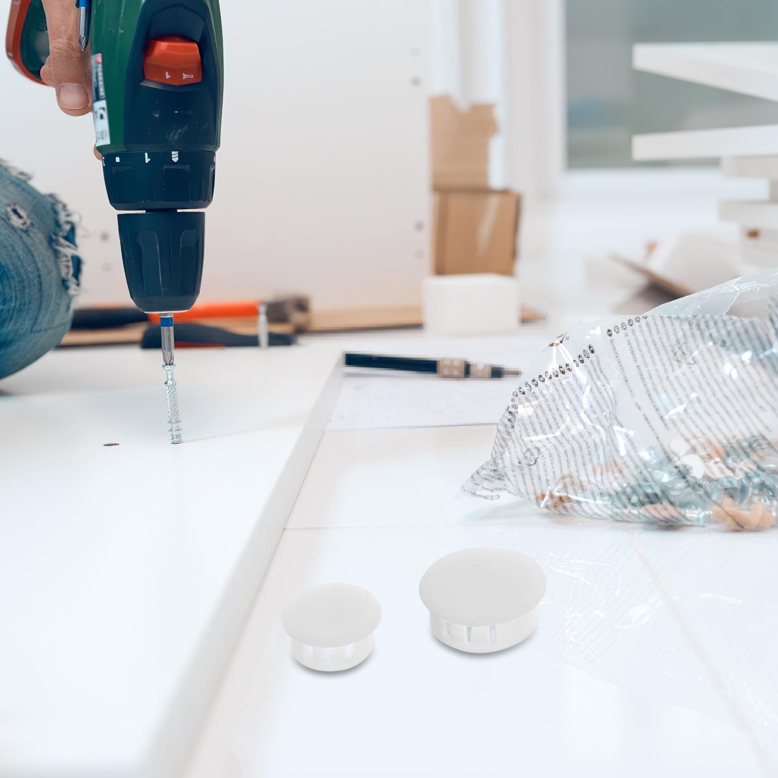 350 Pcs Round Plastic Hole Plugs Screw Hole Covers For Furniture Easy ...