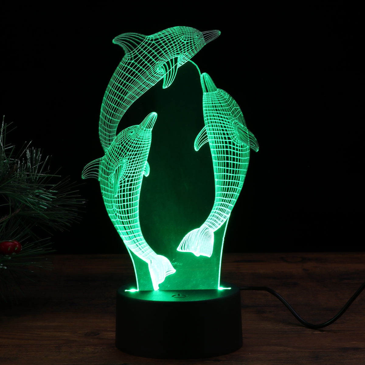 HOMEMAXS 3D Colorful Dolphin Base Touch Electronic Desk Lamp Touch ...