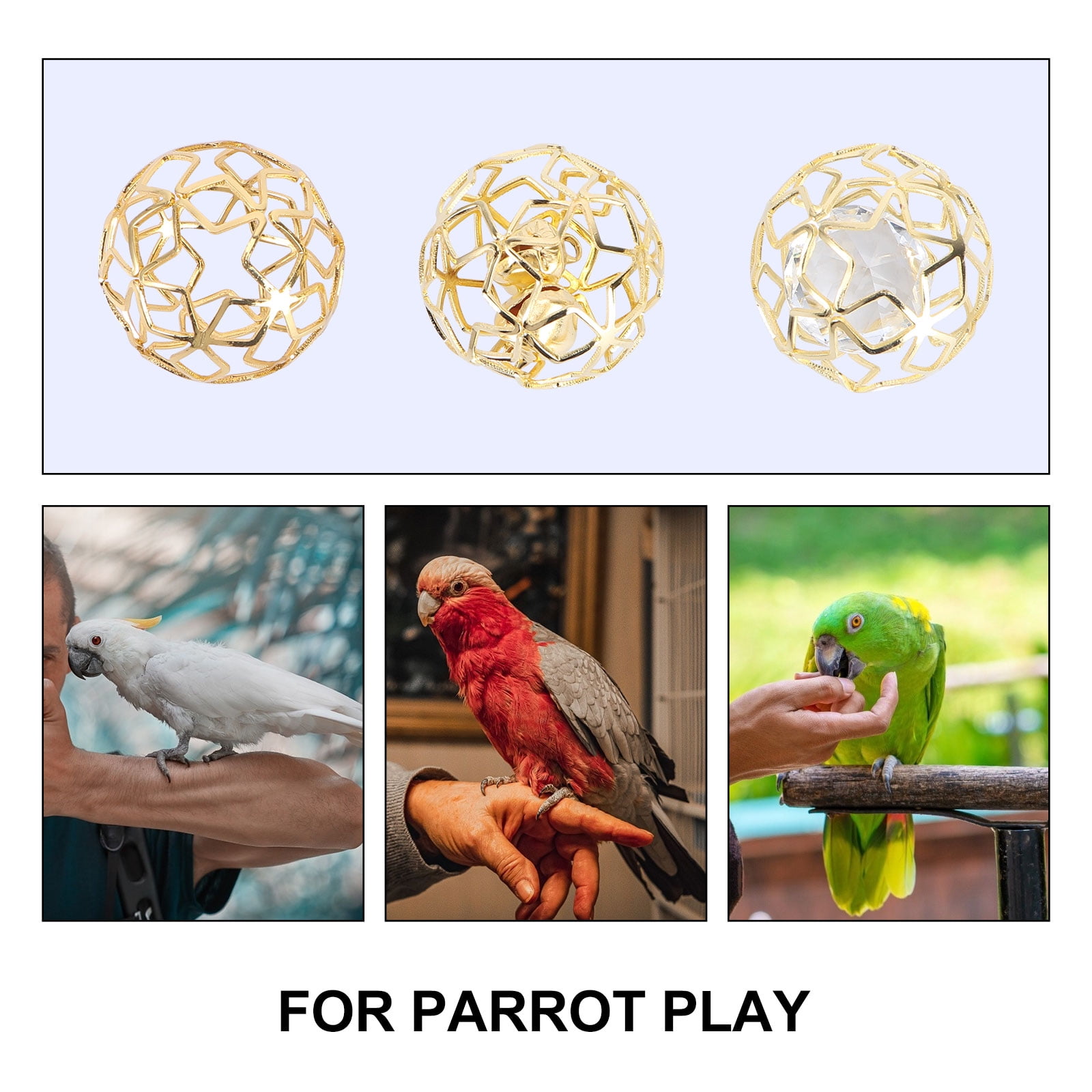 STRANDCHIC Pet Parrot Ball Toys Golden 3Pcs 1.2x1.2in - Walmart.com