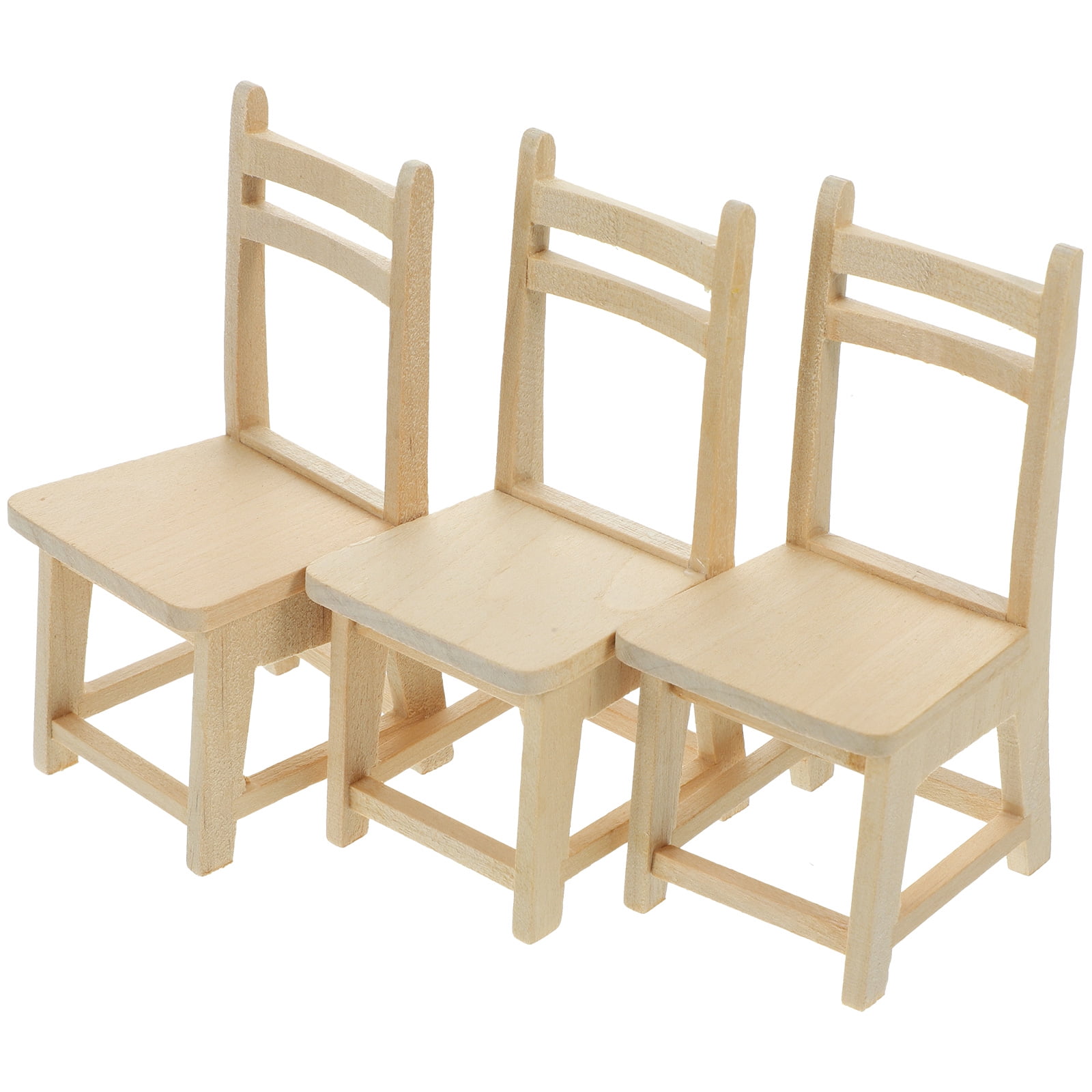 HOMEMAXS 3Pcs Mini Wooden Chair Small Furniture Figurine Miniature ...