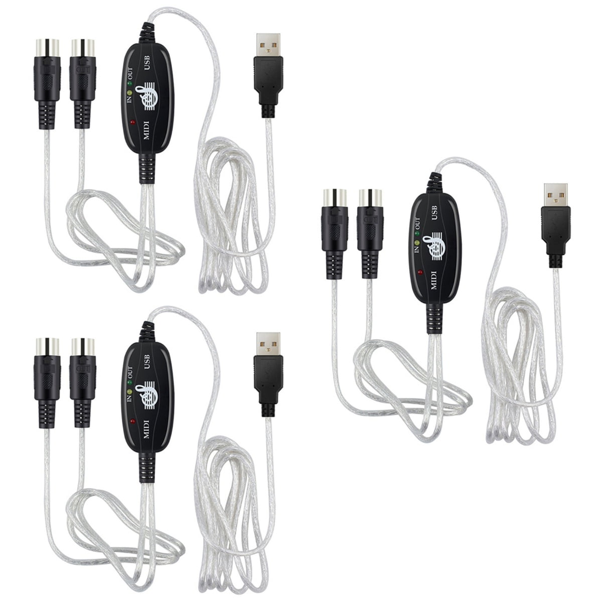 HOMEMAXS 3pcs 180x2cm MIDI Cable to USB MIDI Cable Music Editing Cord Keyboard Connection Cable ...