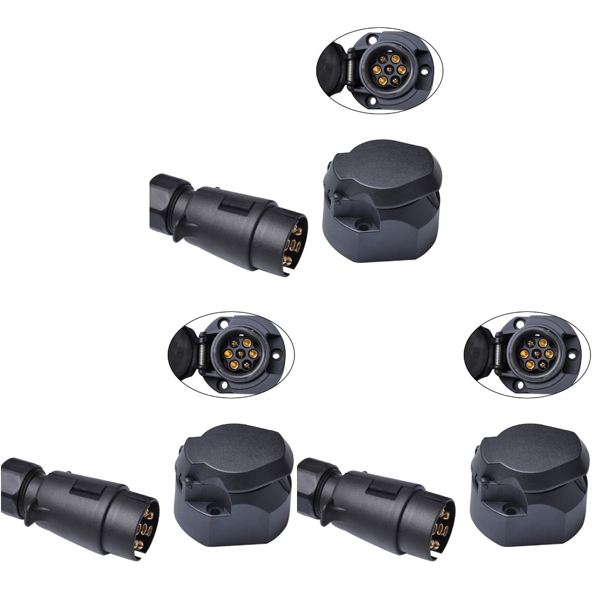 HOMEMAXS 3pcs 7 Pin Plastic European Trailer Socket Plug Tow Bar ...