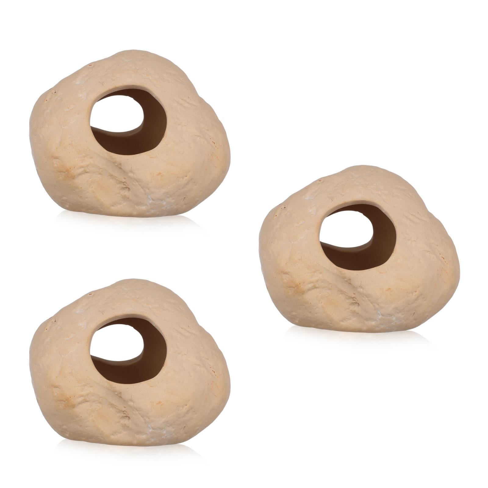 HOMEMAXS 3pcs Aquarium Stone Style Fish Shelter, Ceramic Fish Tank Rock ...