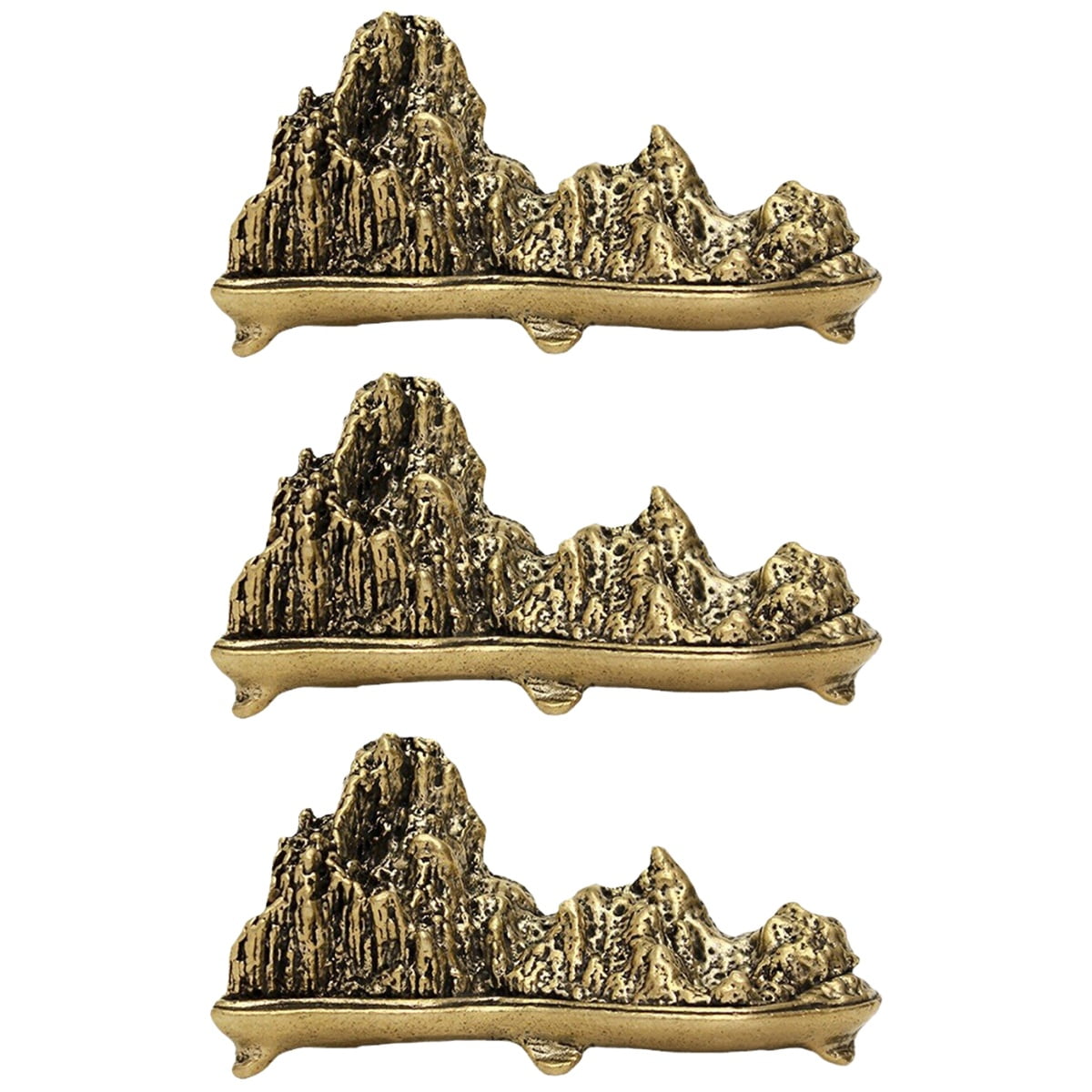 HOMEMAXS 3pcs Brass Brush Pen Rack Vintage Mountain Shape Chinese ...
