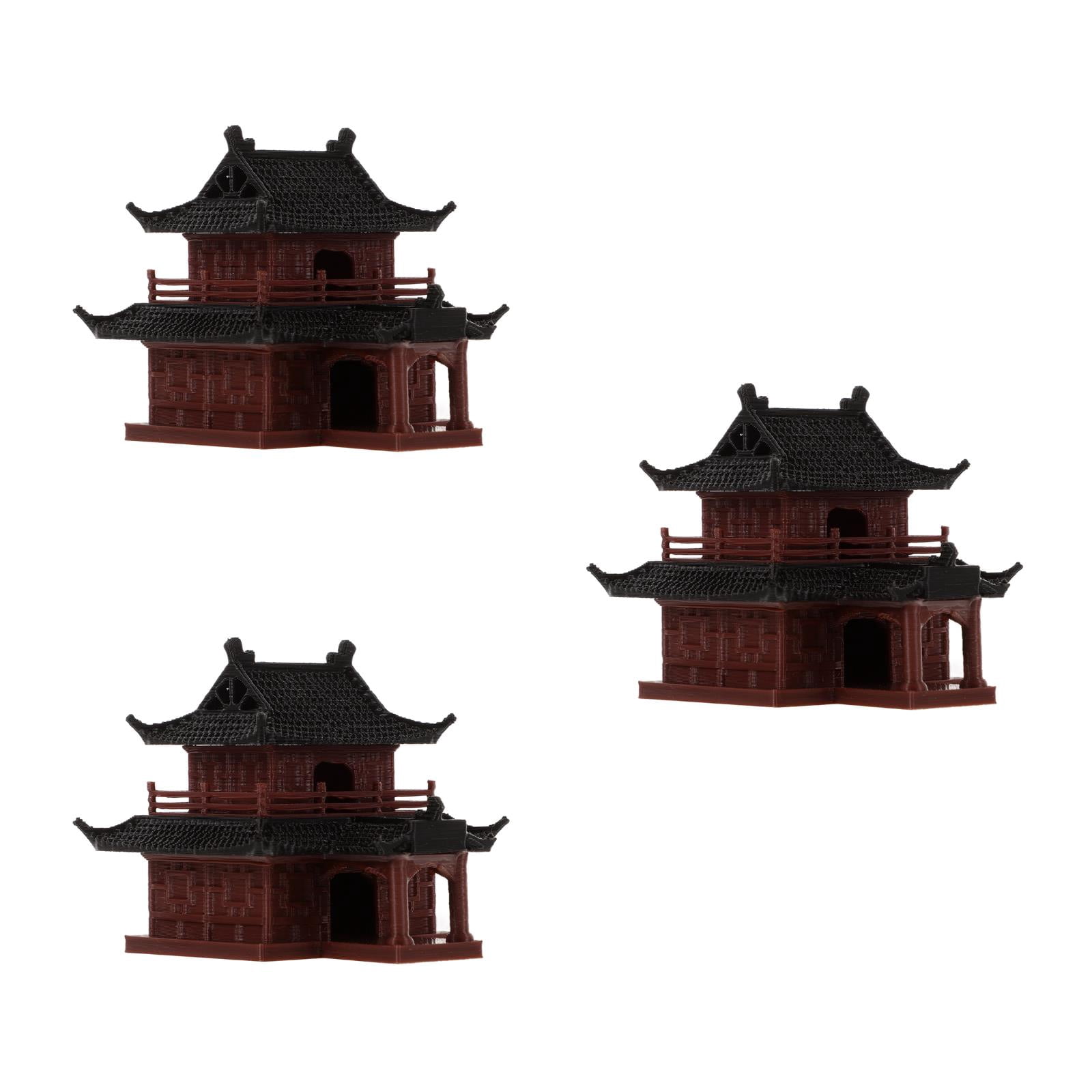 3pcs Chinese Garden Pavilion Statue, Mini Bonsai Pavilion Statue ...