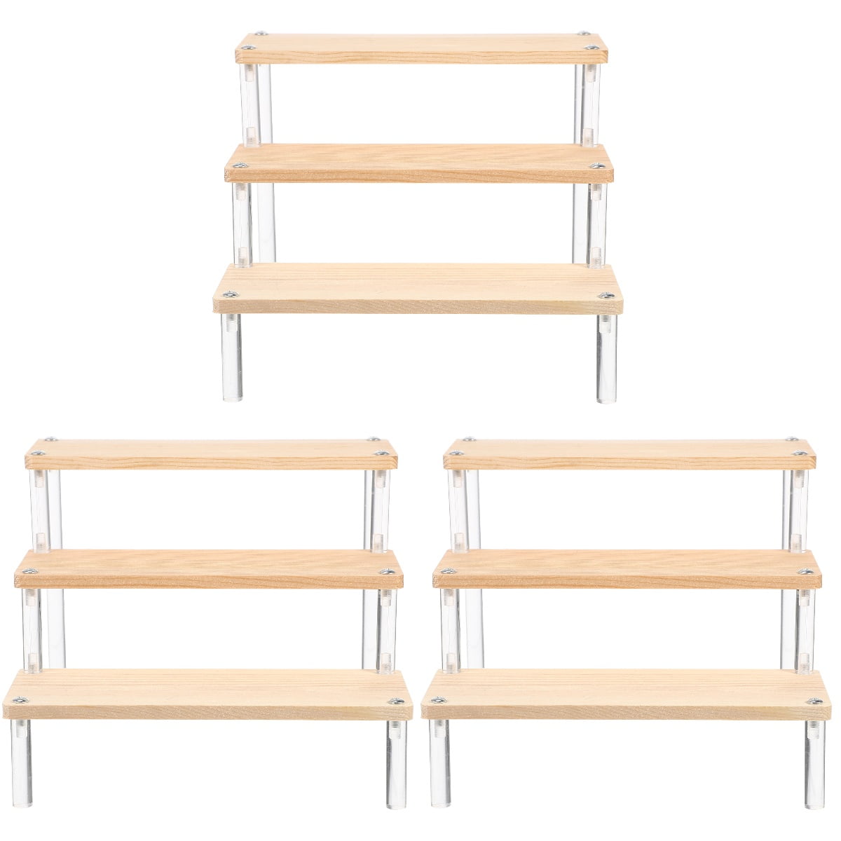 3pcs Cosmetic Display Rack Three-tier Design Stand Ladder Shelf Jewelry ...