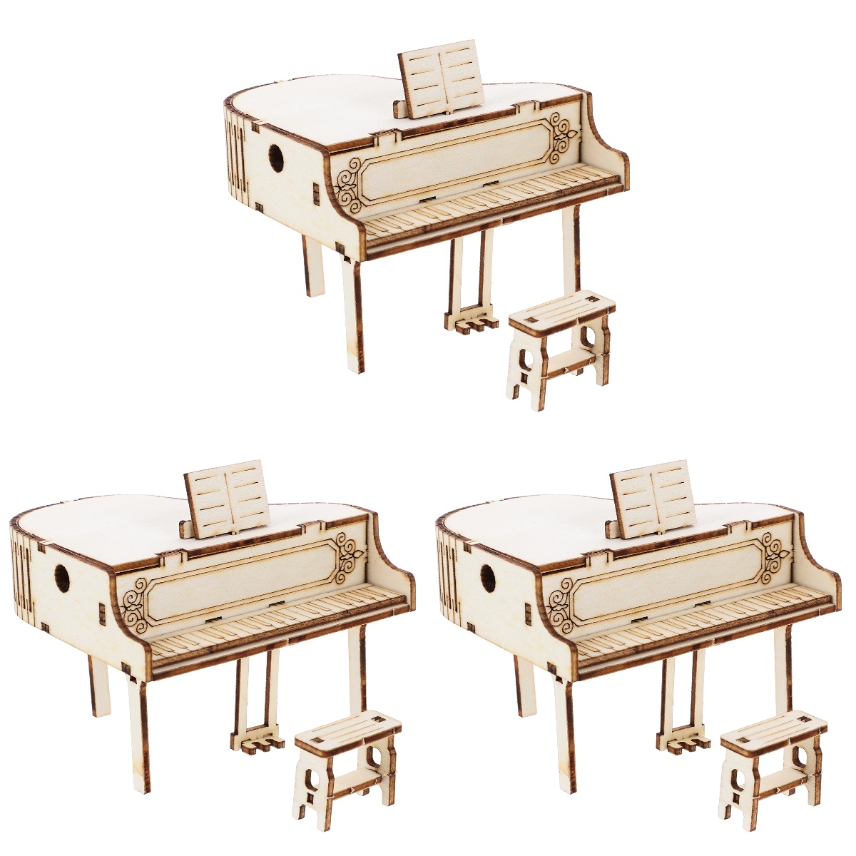 HOMEMAXS 3pcs DIY Piano Music Box Crafts Wood Music Box Desktop ...