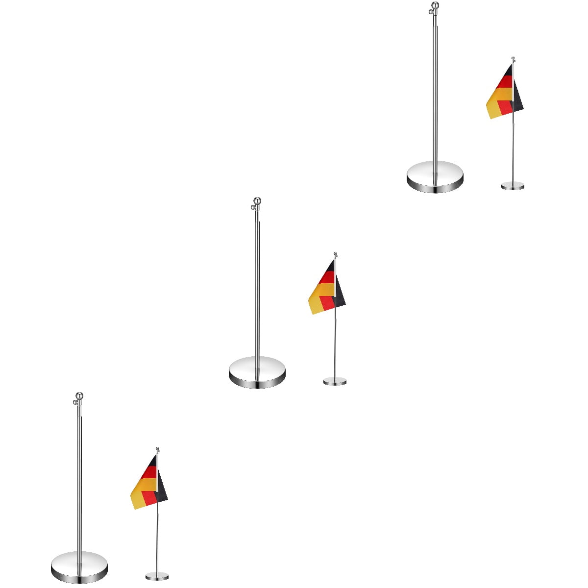 HOMEMAXS 3pcs Desk Flag Stand Flag Pole Telescopic Flags Pole Stainless ...