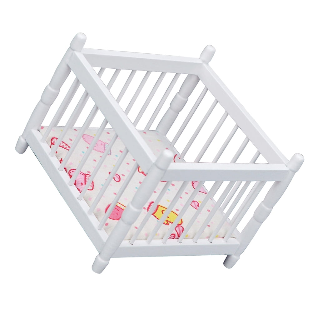 HOMEMAXS 3pcs Doll House Furniture Dollhouse Crib Bed Toy Wooden ...