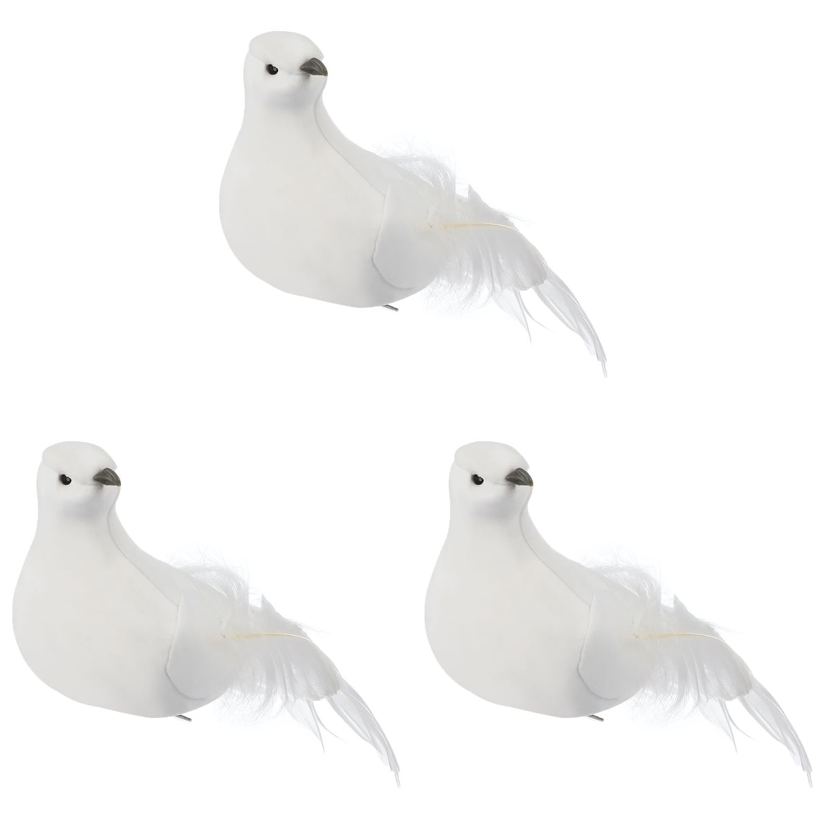 HOMEMAXS 3pcs Dove Statue with Clip Simulation Pigeon Prop Fake Bird ...