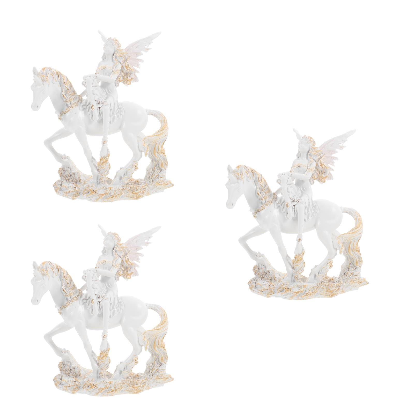 HOMEMAXS 3pcs Exquisite Angel Resin Sculpture Beautiful Angel Riding ...